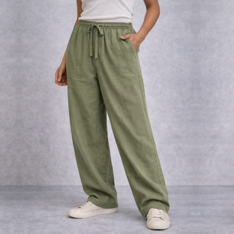 Lans Oversized Washed Cotton Woman’s Long Pant – Olive Green ( XS to ...