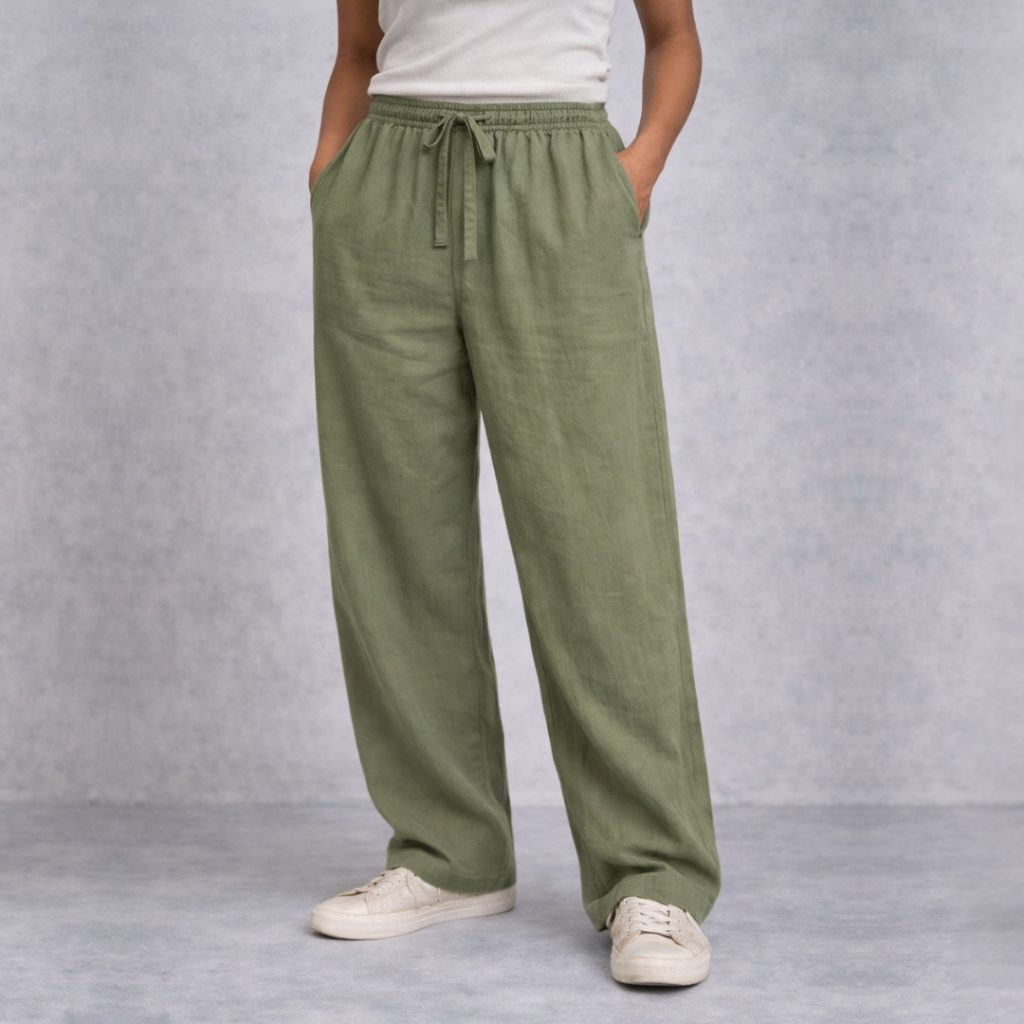 Lans Oversized Washed Cotton Woman’s Long Pant – Olive Green ( XS to ...